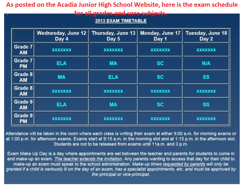 Acadian Snyder 306: May&June 2013 (SPRING) at Acadia Junior High!