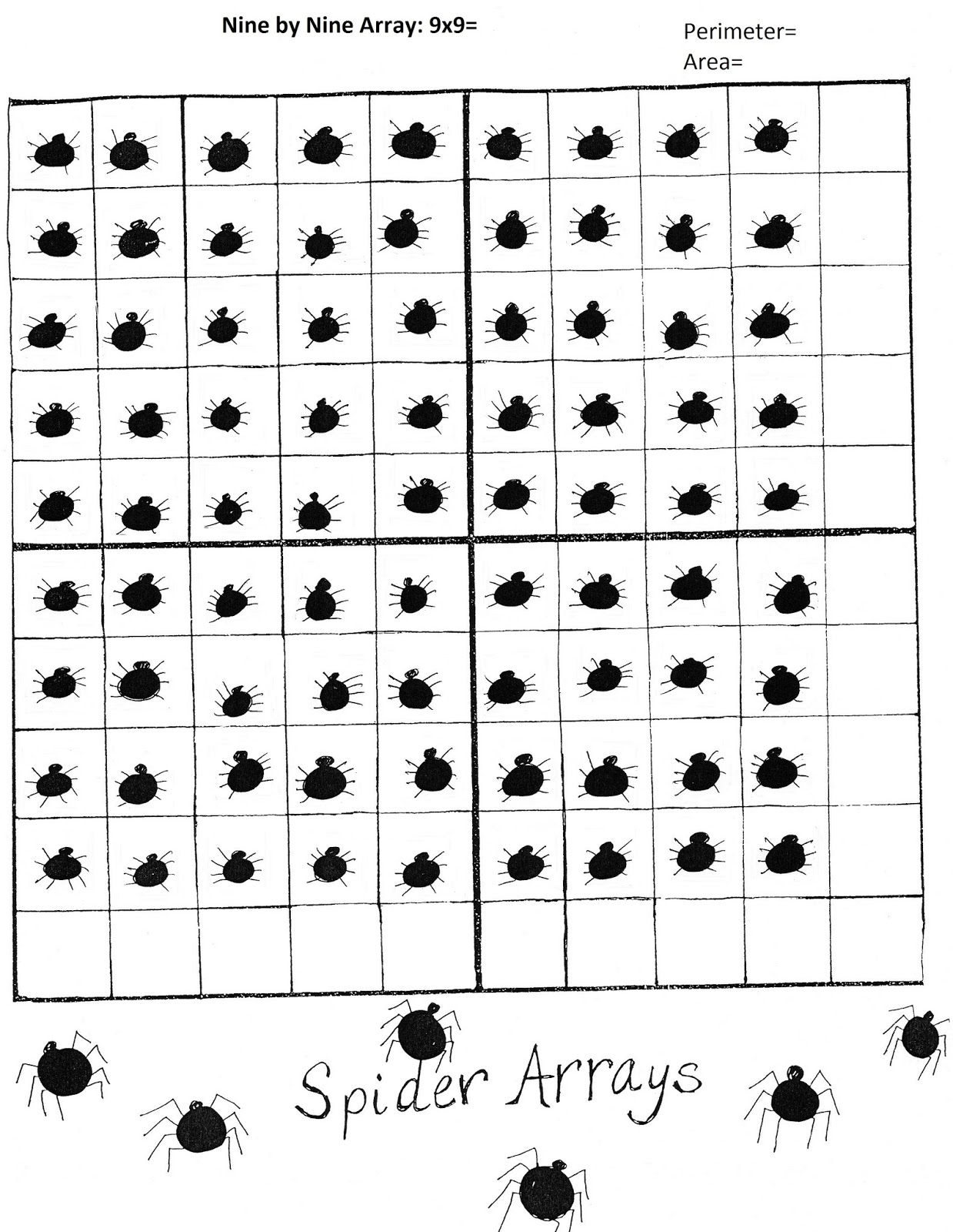 Ima Retired Teacher: Spider Math Multiplication Activities for Nines Week