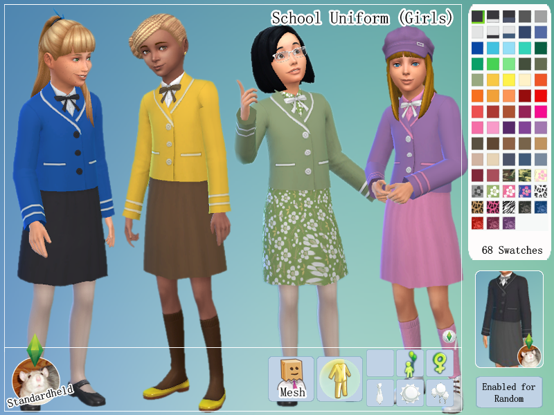 My Sims 4 Blog: School Uniforms in 68 Colors for Kids by StandardHeld