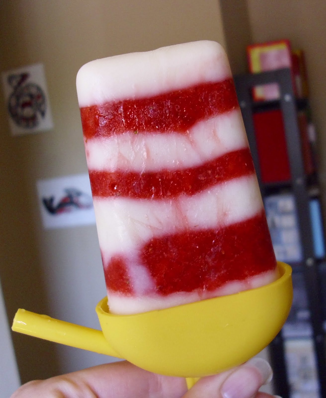 A as in Anna: Strawberry Yogurt Stripe Popsicles!