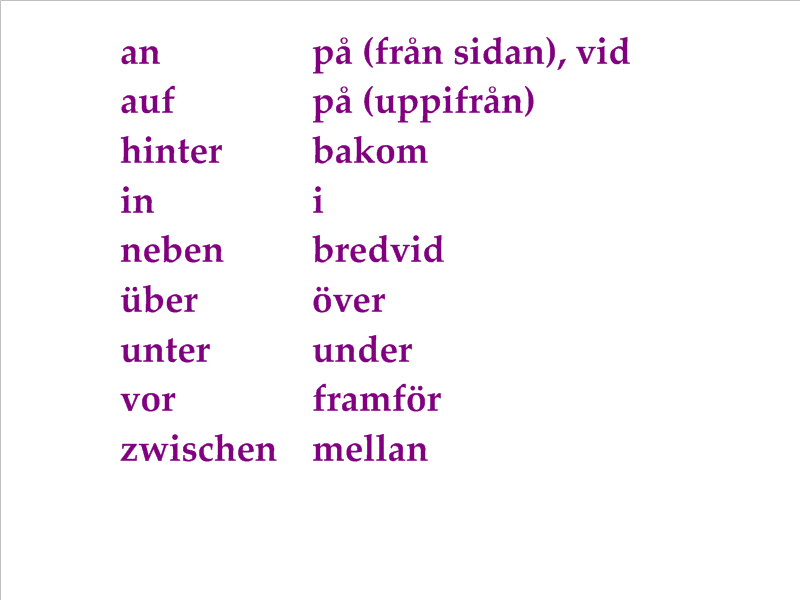 Spetstyska: Tyska 8: Prepositioner med ackusativ eller dativ