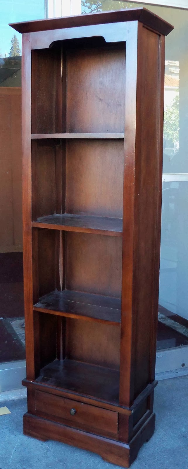 UHURU FURNITURE & COLLECTIBLES: SOLD Thin Dark Wood Bookcase w/ One ...