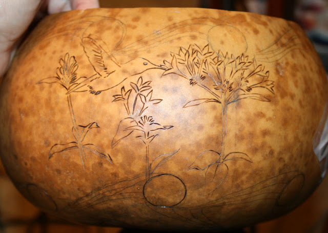 Vickie's Sketchbook: Gourd Art--Pyroengraving or Wood-burning an Art Design