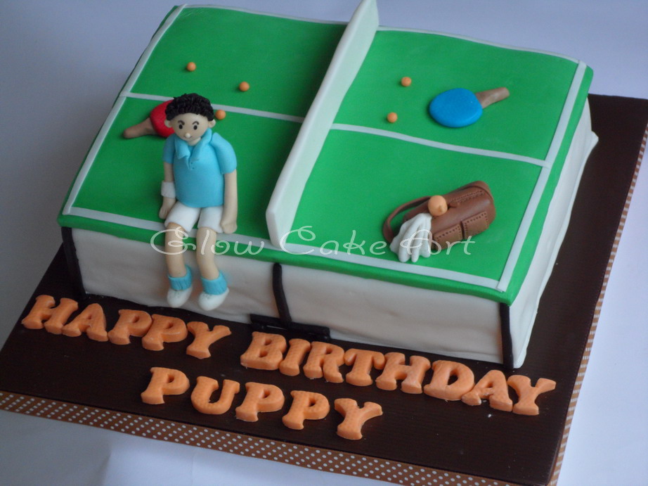 Mommy Cake and Cookies ( GLOW CAKE ART ): Tennis Table Cake