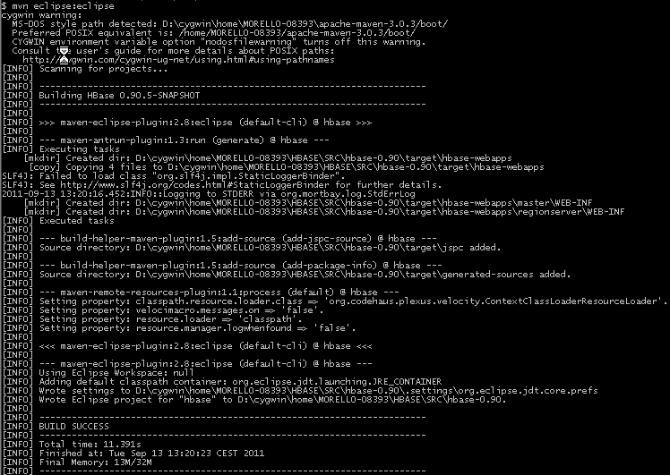 HBase + Subversion + Eclipse + Windows