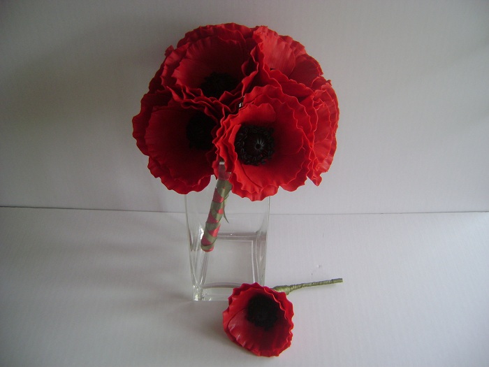 Clay Flowers by Parsi: Red Poppy Bouquet