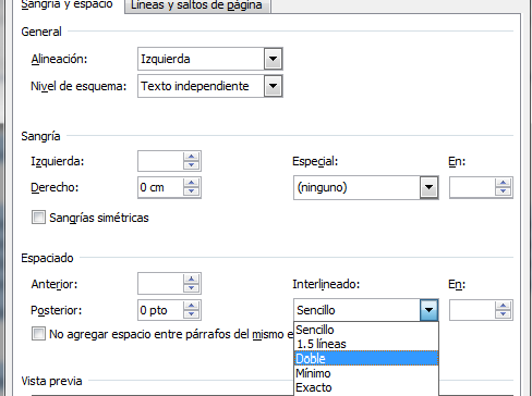 Tecnología de la Información y Comunicacion: Interlineado