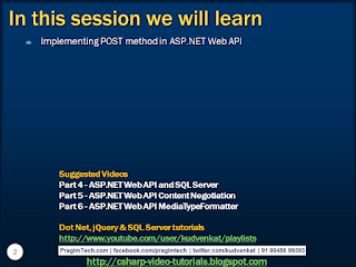 Sql server, .net and c# video tutorial: Implementing post method in ASP.NET Web API