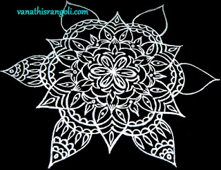 Vanathi's Rangoli / Kolangal: Freehand Flower Rangoli - Without Colors
