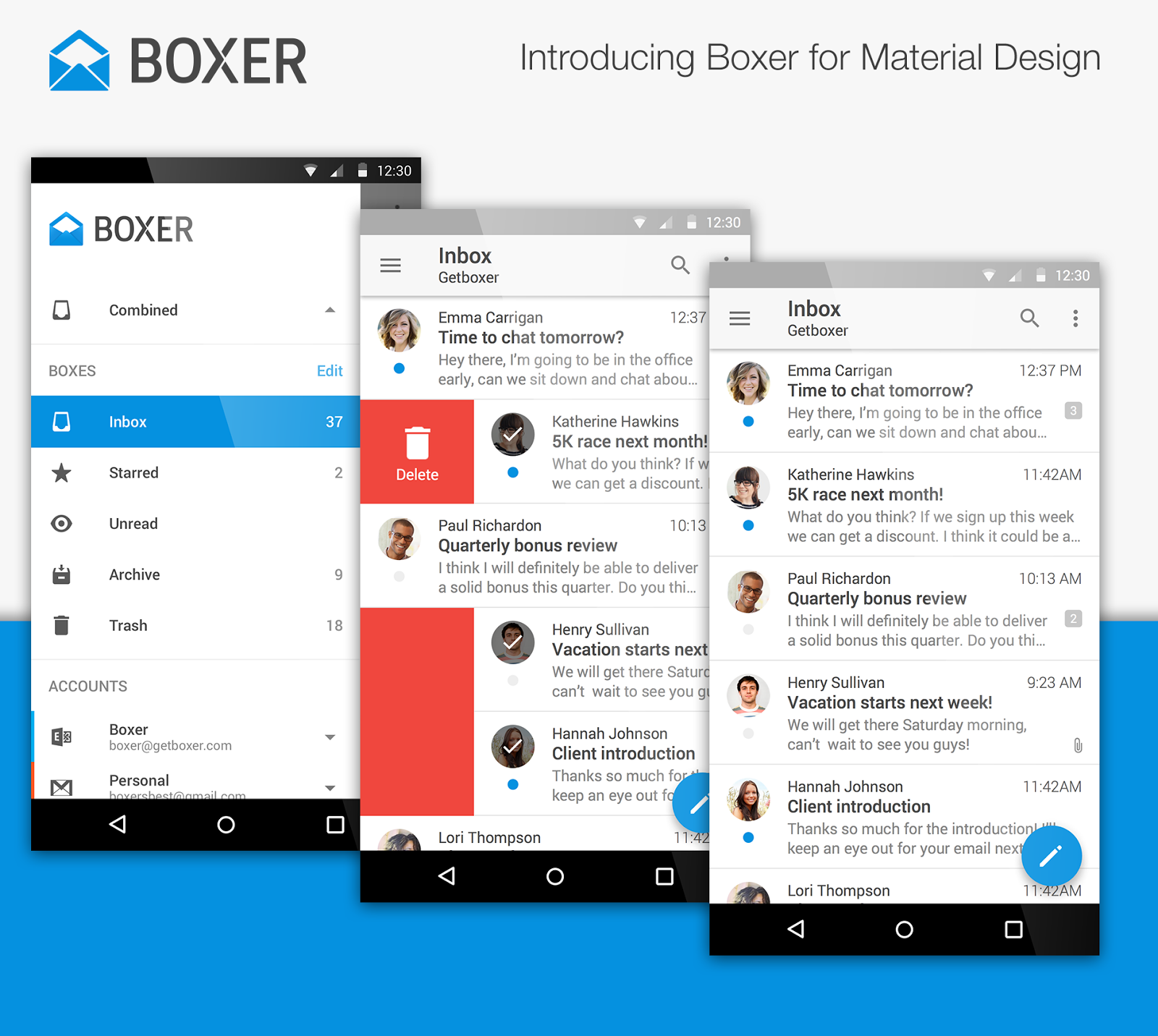 Boxer Mail goes material since they first launched - Cyanogen update