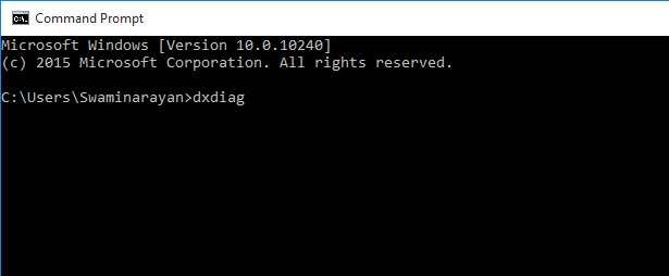 DxDiag command in command prompt(cmd)