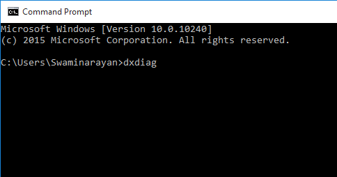 DxDiag command in command prompt(cmd)