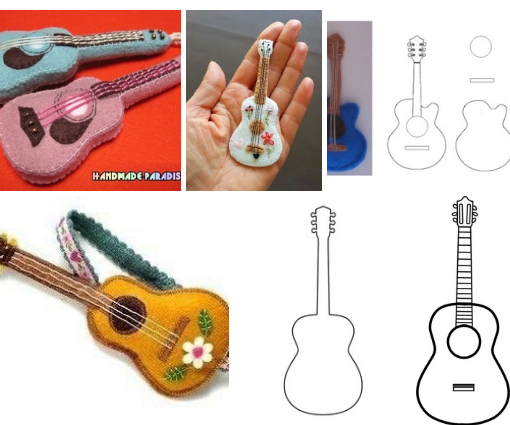 Molde violão feltro-Molde feltro - Feltro e moldes para artesanato
