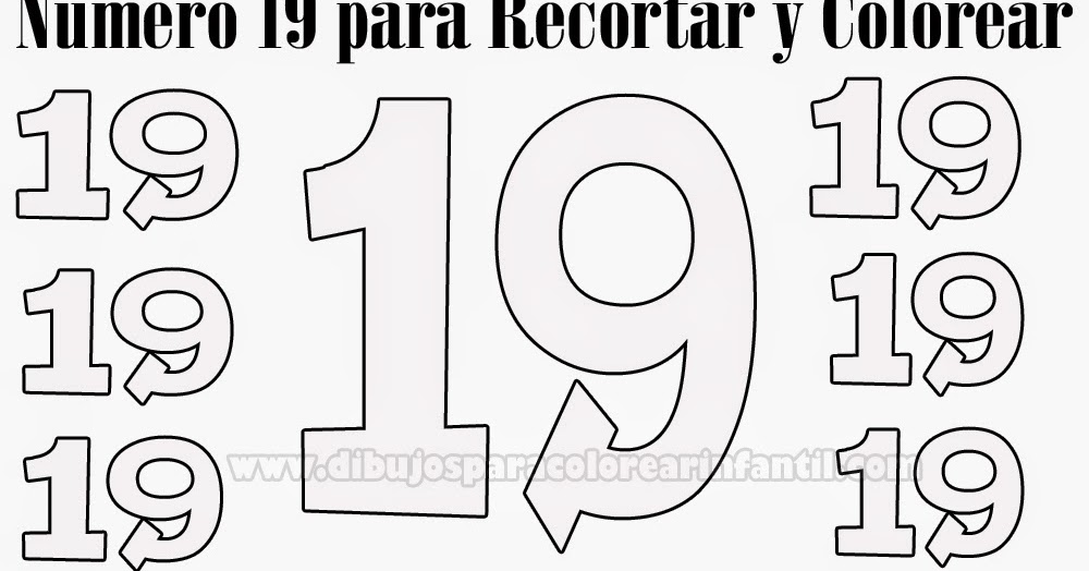 N Umero 19 Para Colorear Sketch Coloring Page