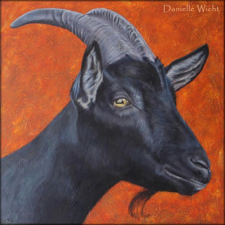 Peintre animalier, portraits - Danielle Wicht : Chèvre noire