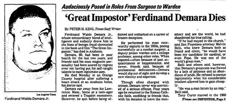 Ferdinand Waldo Demara, un impostor brillante