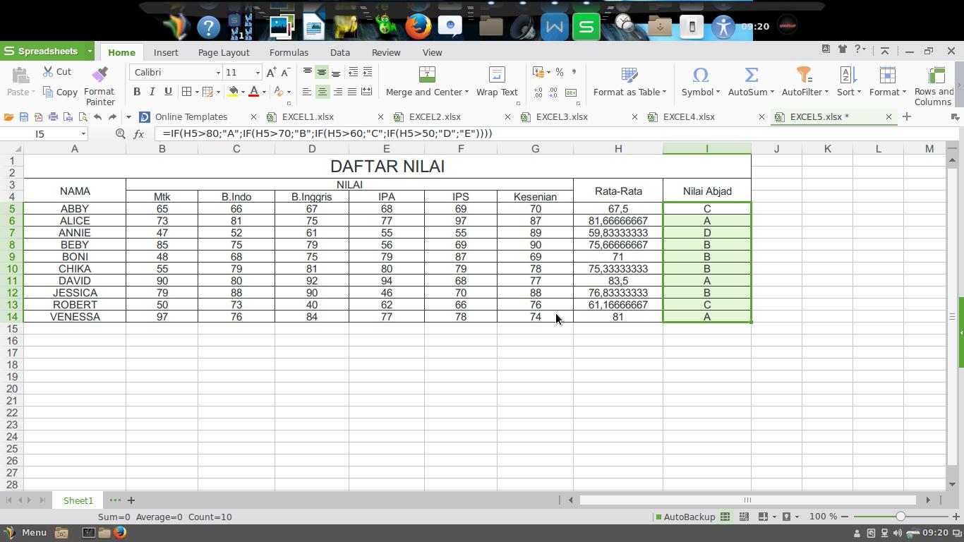 KINGSOFT SPREADSHEET (Materi IV) ~ Broadband Learning Center (BLC) Surabaya