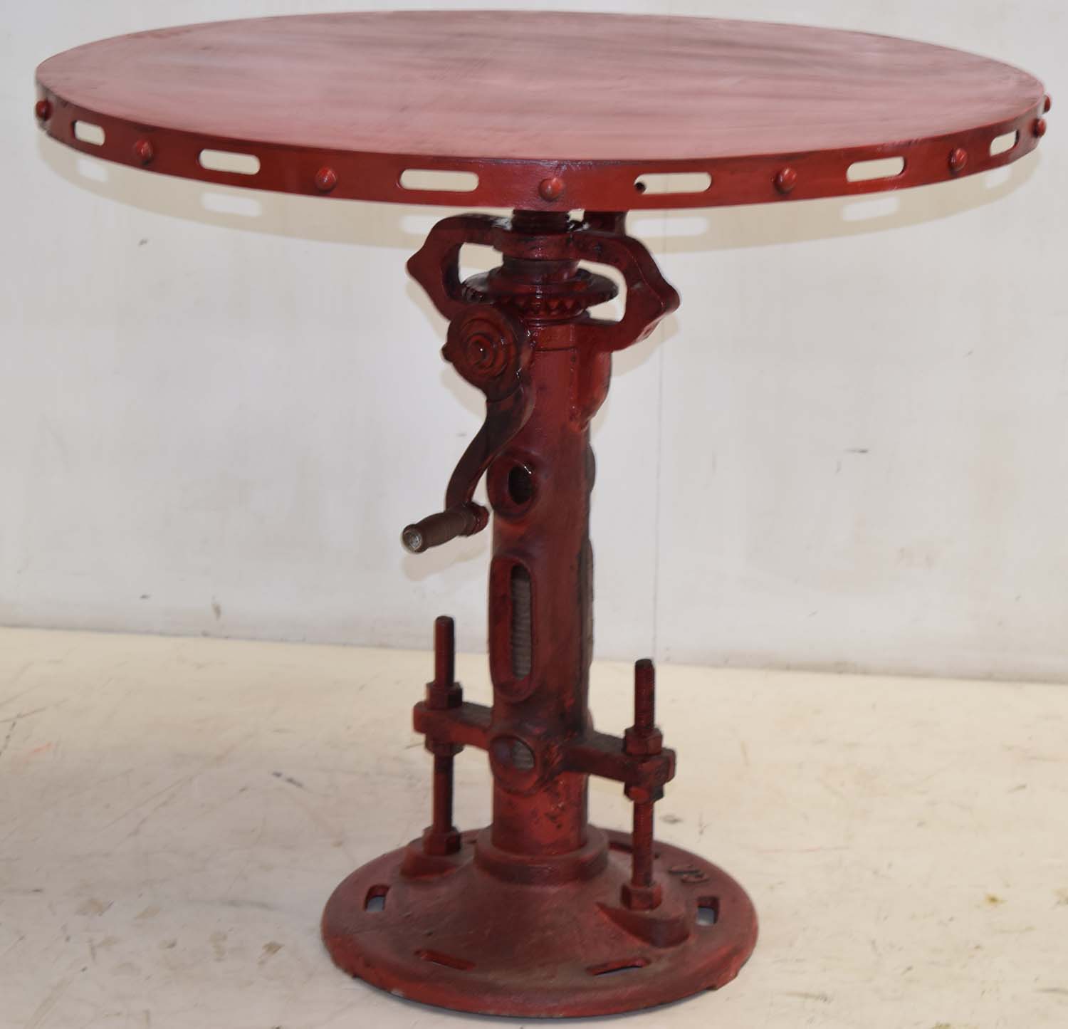 Industrial Metal Crank Table, Height Adjustable Table Bases