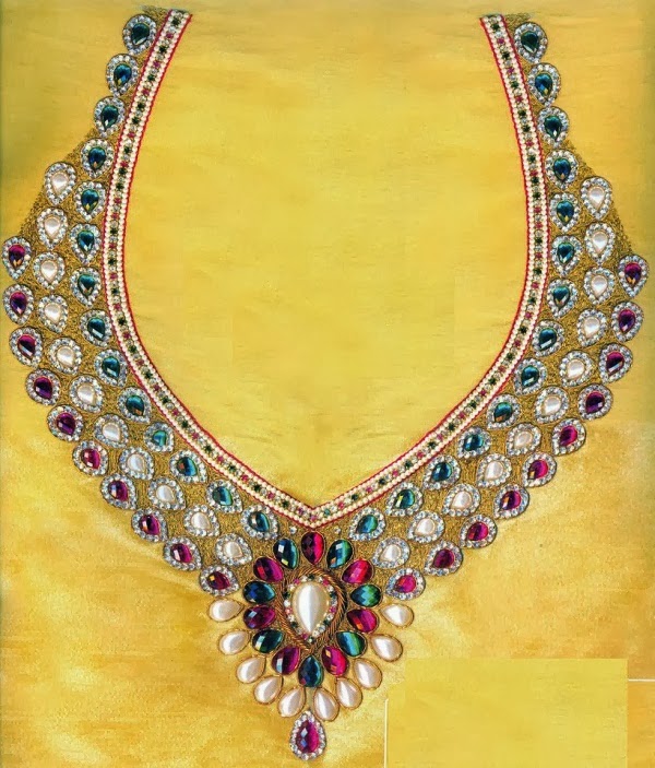 Ladies Fashions: Stone Work Designs On Blouses