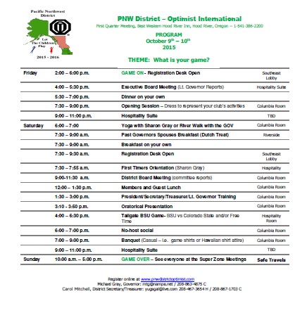 PNW District Optimist Clubs: 2015