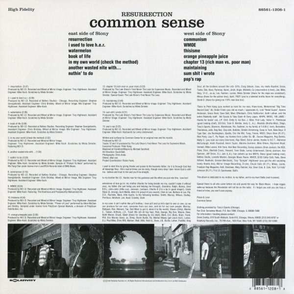 HipHop-TheGoldenEra: Album Review : Common Sense - Resurrection - 1994
