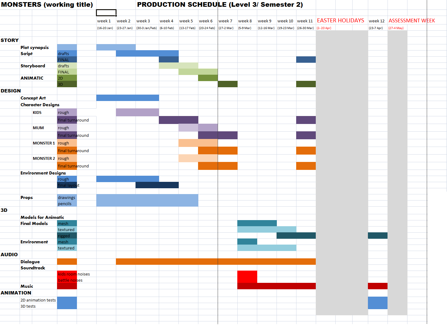 WEE MONSTERS: Production Schedule (ish)