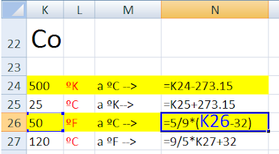 Tarea: Conversión de Temperaturas en EXCEL