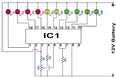 Electronics Project: LM3914 12V Battery Monitor Circuit