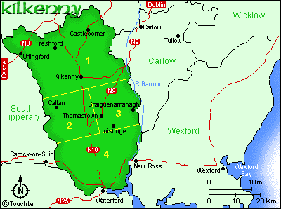 Kilkenny County Map Area - Map of Ireland City Regional Political