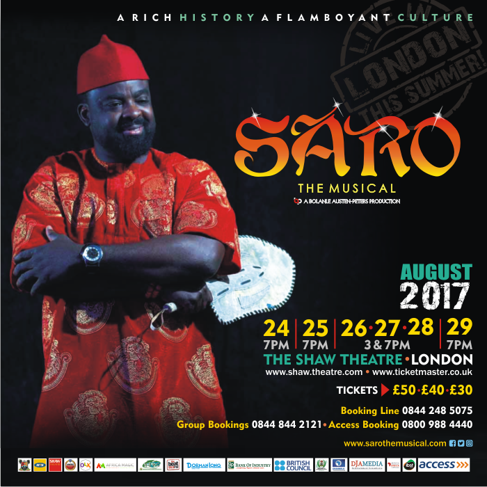 Saro The Musical in London’s West End. August 24 – 29, 2017