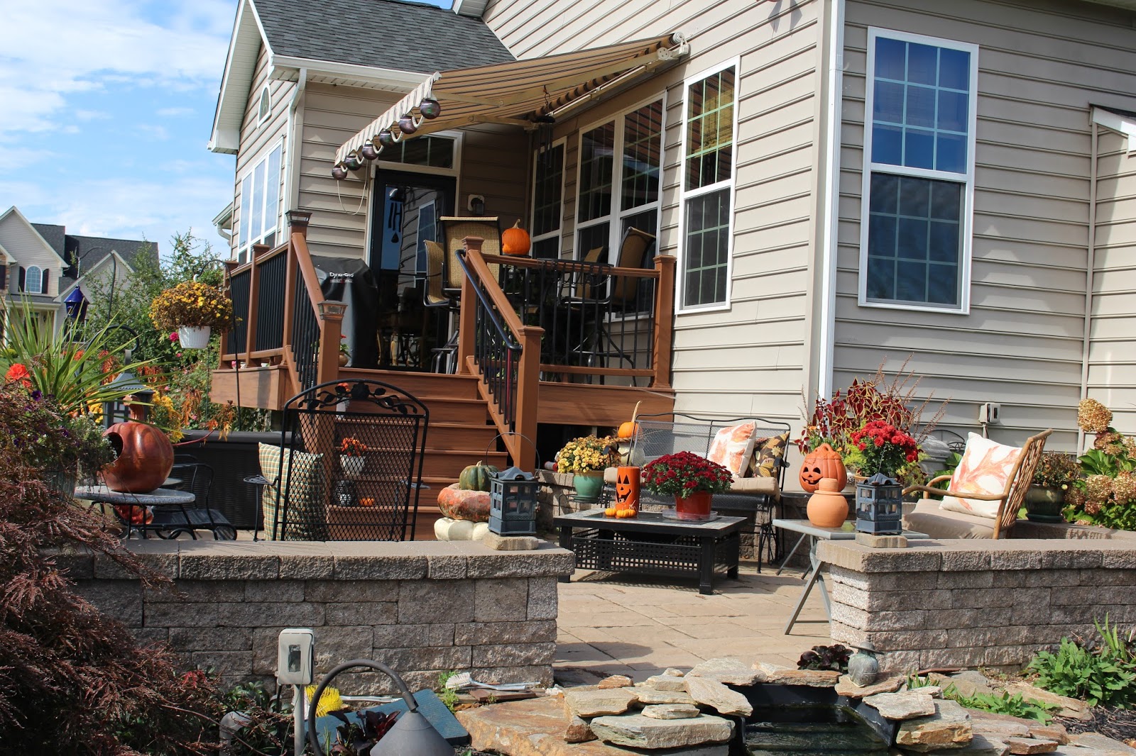 Designs by Pinky: Fall on the Patio and Around the Pond