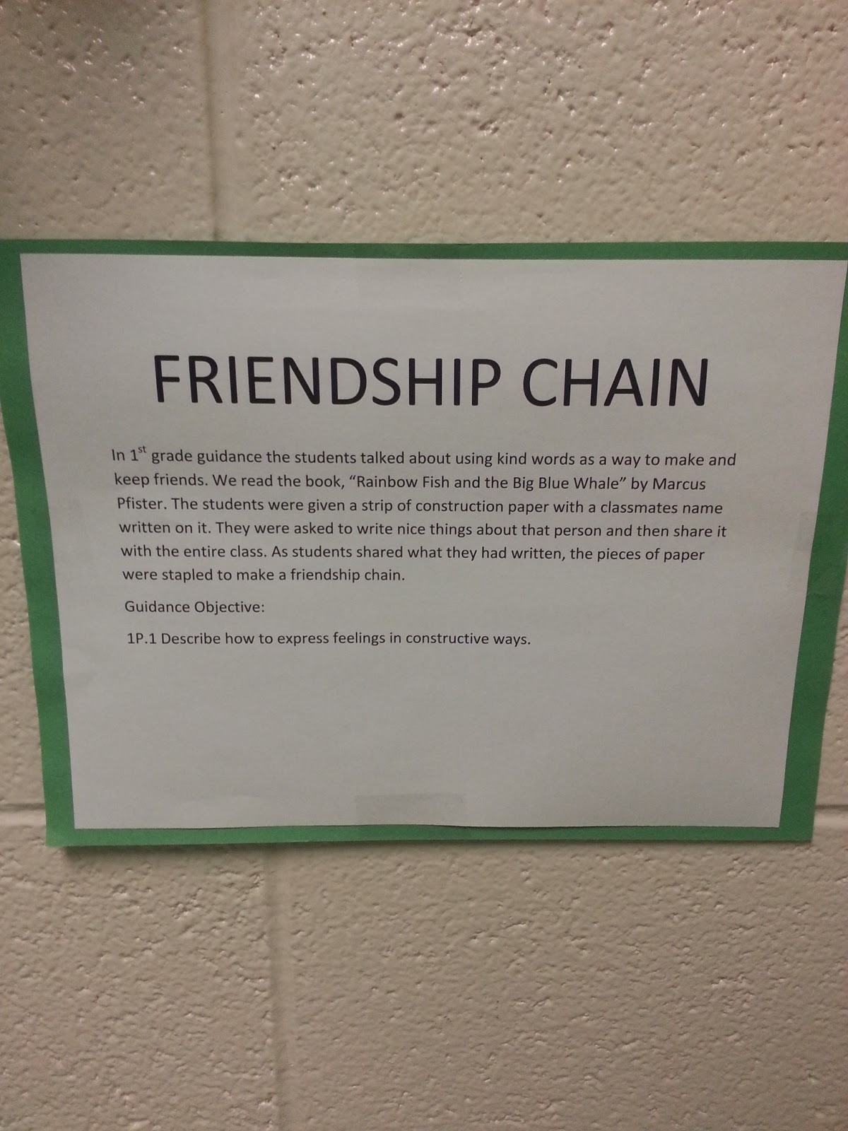 School Counseling Ideas: Friendship Chain--1st Grade Guidance Lesson