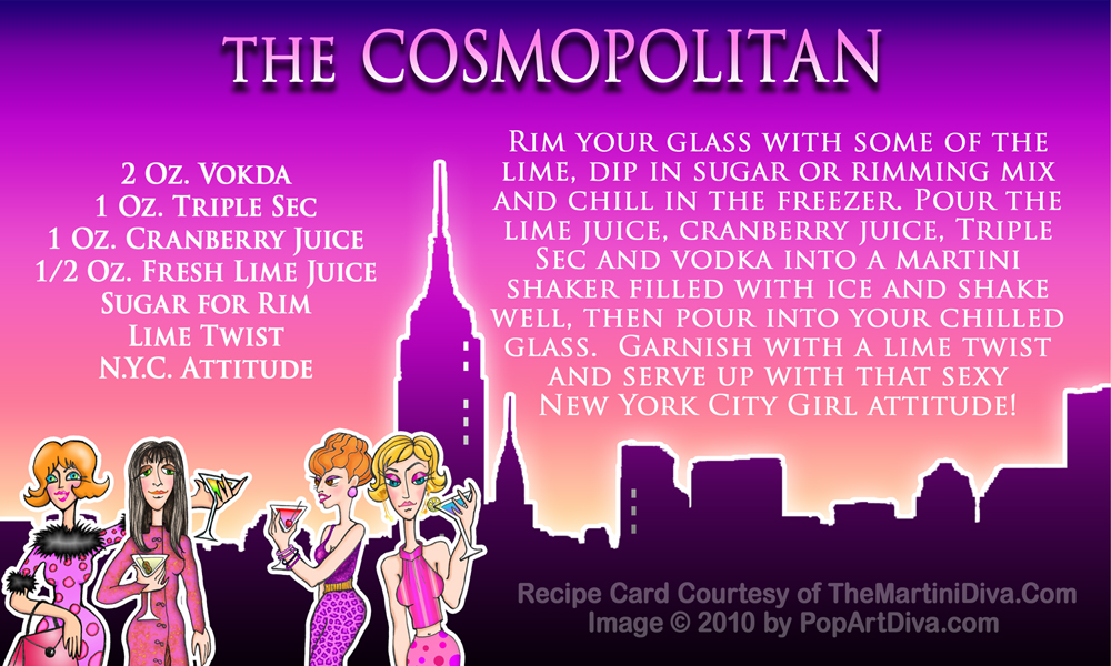 The Martini Diva The Recipe Card For The Sex In The City Cosmopolitan