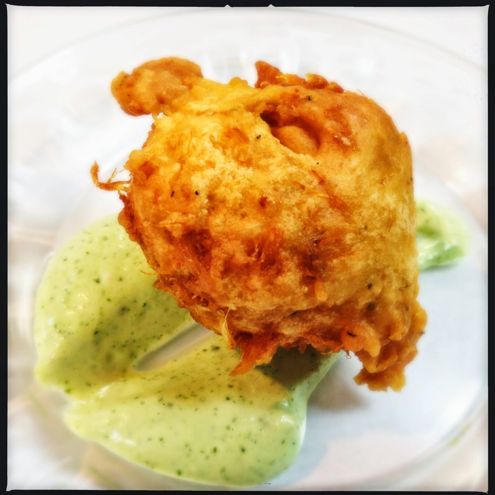 SOUNDING MY BARBARIC GULP!: Salt Cod Fritters with Spicy Cilantro Sauce