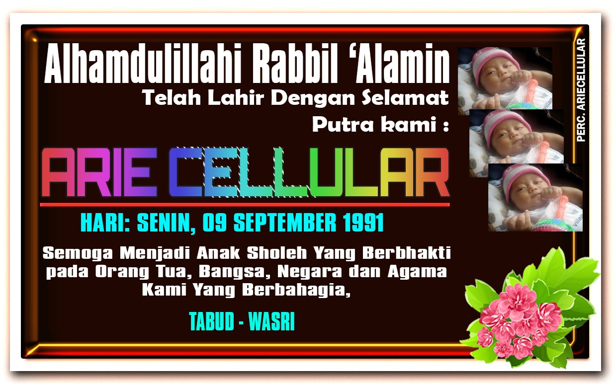 Contoh Desain Kartu Nama Puputan Versi 10.01 - ARIE CELLULAR