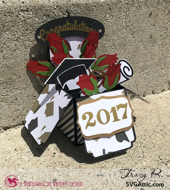 SVG Attic Blog: Graduation Box Card with Roses.