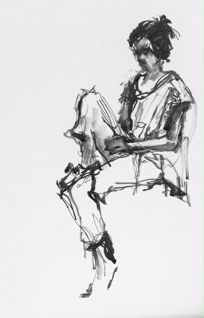 Connie Chadwell's Hackberry Street Studio: Lindy Seated - original ink ...