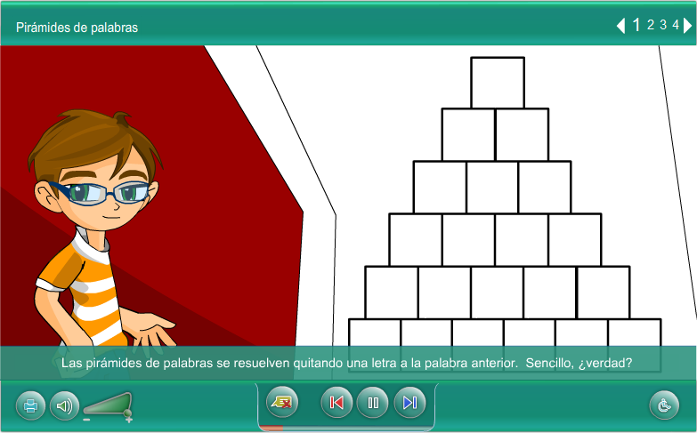 Pedagogía Terapéutica, Villanueva de la Fuente: Pirámide de palabras.