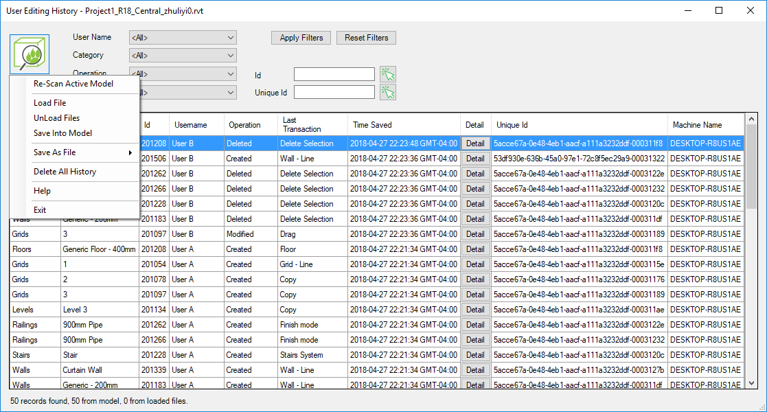 Revit Add-Ons: User Editing History v1.1.5