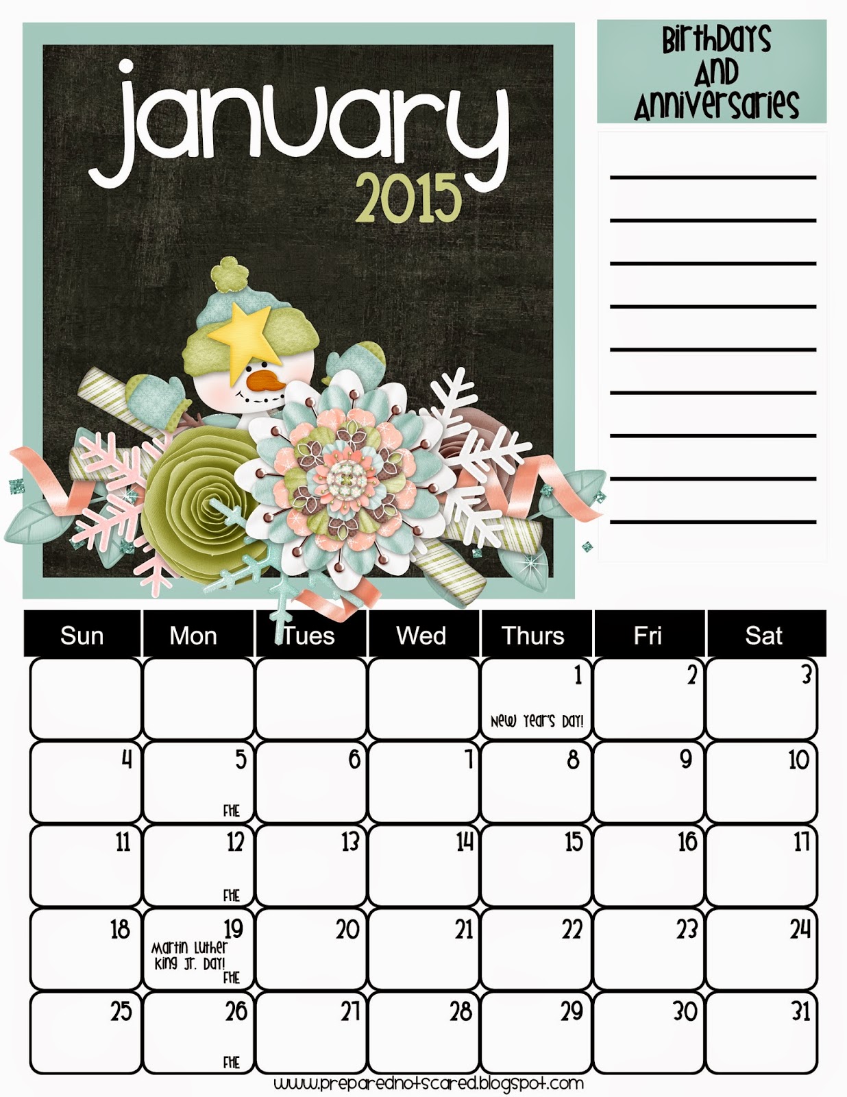 Prepared NOT Scared!: 2015 Calendars and Photo Pages are HERE!