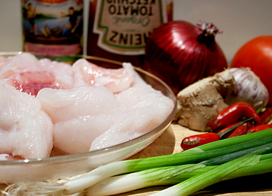 3 hungry tummies: Crispy Monk Fish Fillets With Homestyle Tomato Sauce ...