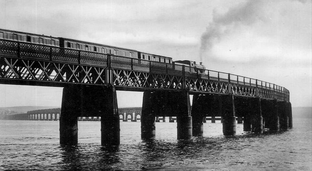 Tour Scotland: Old Photograph Tay Railway Bridge Dundee Scotland