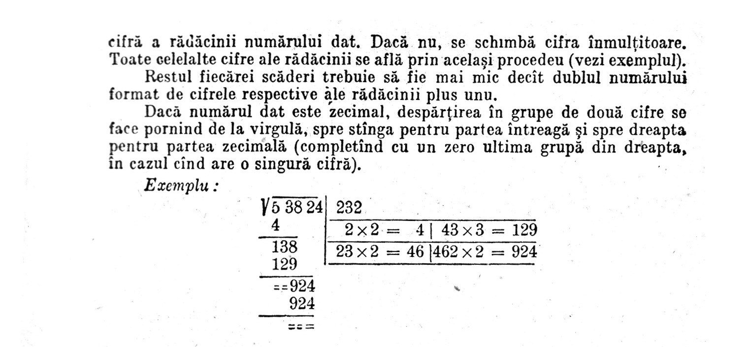 tabele matematice uzuale online: Aritmetică, Extragerea Rădăcinii Pătrate
