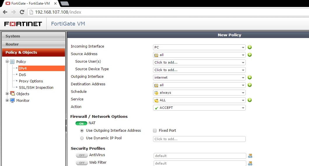 Belajar fortigate point to point dengan VmWare ~ LuthfyPermana