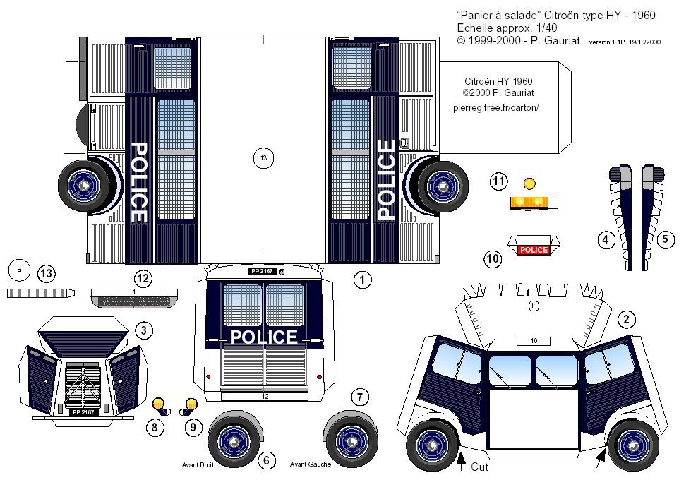 SP. Papel Modelismo: PaperCraft Citroën HY Police 1960