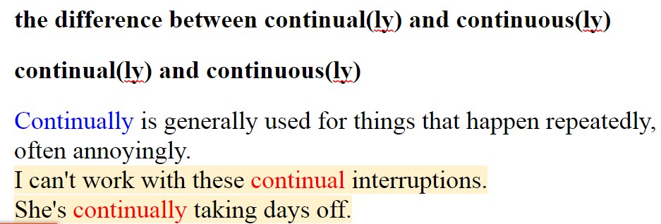 the difference between continual(ly) and continuous(ly) -English 4 ...