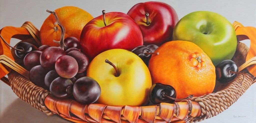 Imágenes Arte Pinturas: Bodegones con frutas frescas pintadas al óleo