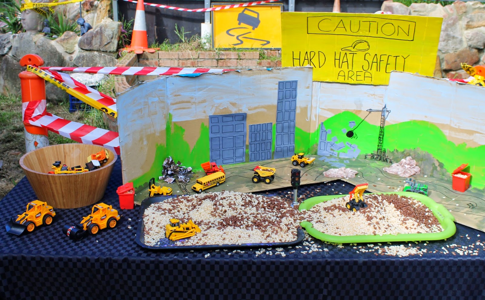 Adventures at home with Mum: Child-made Construction Small World Backdrop