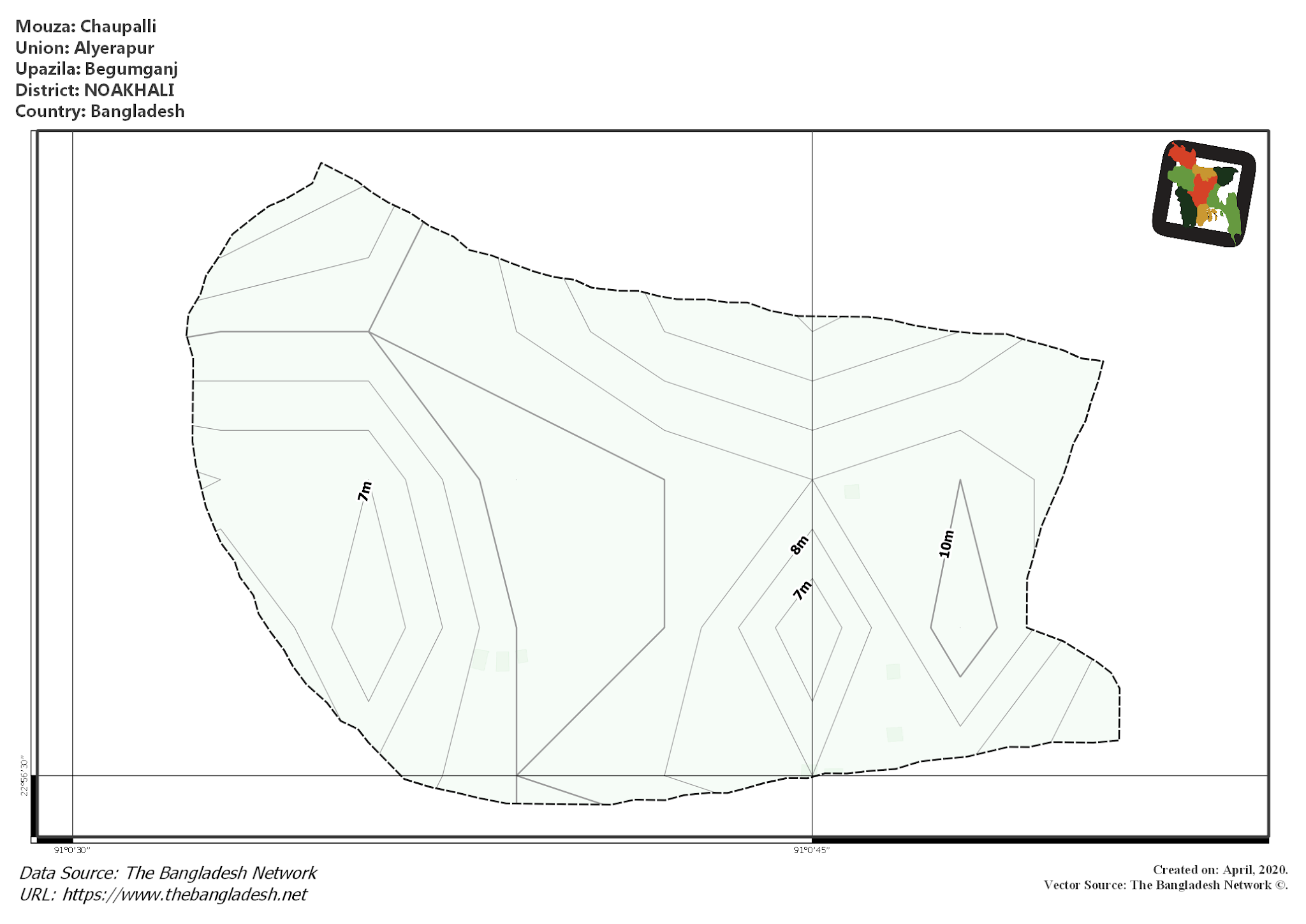 Map of Chaupalli Mouza, Begumganj, Noakhali