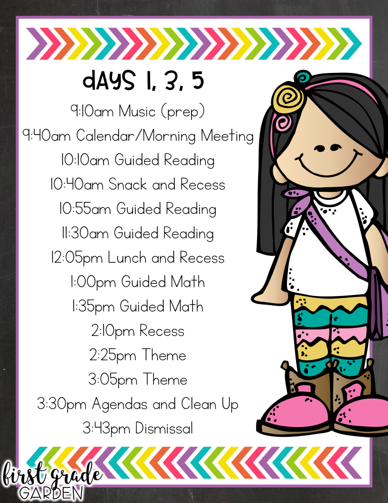 First Grade Garden: Monday Motivation: Daily Schedule